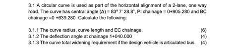 Solved A Circular Curve Is Used As Part Of The Chegg