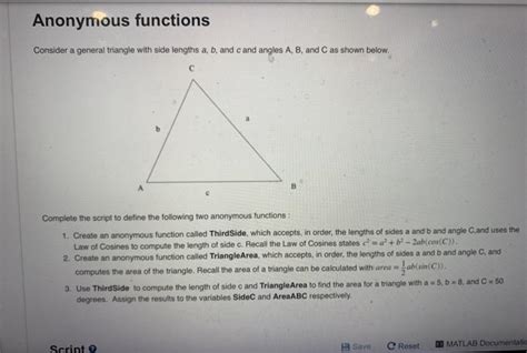 Solved Anonymous Functions Consider A General Triangle With