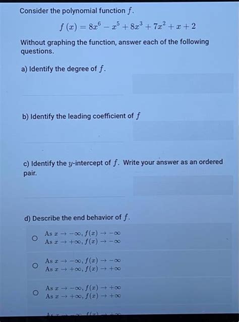 solved consider the polynomial function f f x 8x6x5