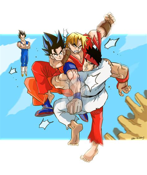 Goku Vs Ryu And Ken Vegeta Wait By Ash4ray On Deviantart