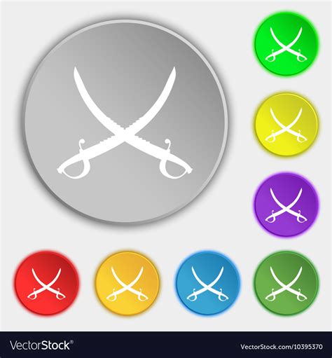Crossed Saber Icon Sign Symbol On Eight Flat Vector Image
