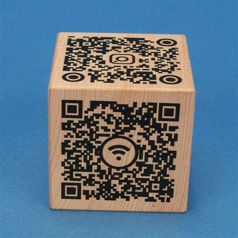 WOODEN CUBE QR CODE WIFI LASER ENGRAVING