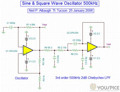 500 Khz Sine And Square Wave Oscillator Youspice