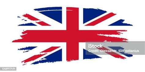 영국 국기 브러시 페인트 영국 플래그 그런지 효과와 수채화가 있는 손으로 그린 스타일 일러스트레이션 그런지 텍스처가 있는 영국 국기 벡터 그림입니다 0명에 대한 스톡 벡터
