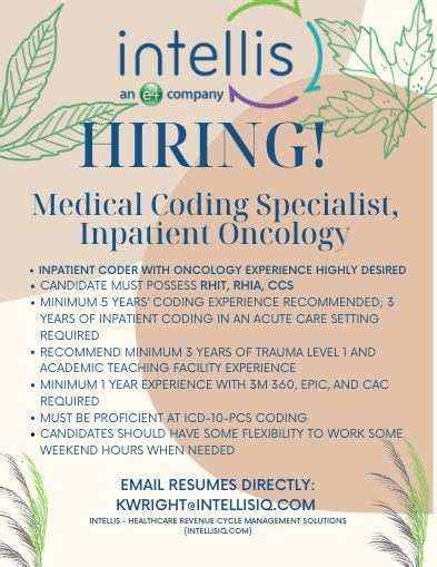 Kim W On Linkedin Iamhiring Intellisiq E4 Inpatientcoder Oncologycoder Remote