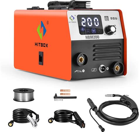 Hitbox Mig Welder 200amp 110v 2 In 1 Gasless Flux Core Welder Arc