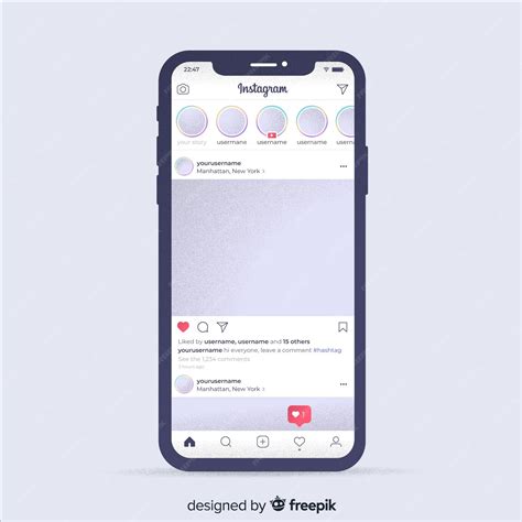 아이폰 템플릿에 현실적인 인스 타 그램 사진 프레임 무료 벡터