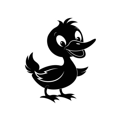 A Black And White Cartoon Duck With A Smile 55804782 Vector Art At Vecteezy