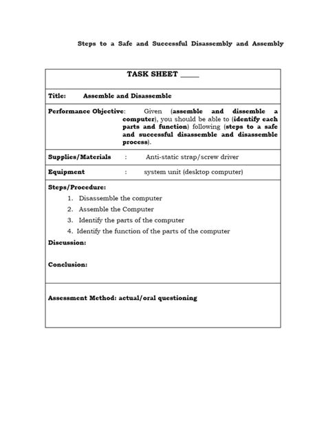 Steps To A Safe And Successful Disassembly And Assembly Pdf