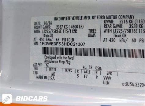 2017 Ford E 350 Cutaway 1fdwe3fs3hdc21307 Bid History Bidcars