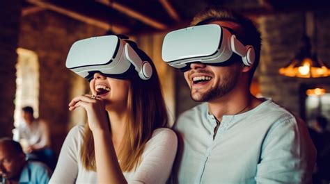 3d 고글을 착용하고 가상 현실을 탐험하며 흥미진진한 신기술에 빠져드는 모험심이 강한 젊은 커플 소매점 소매 가전 배경 일러스트 및 사진 무료 다운로드 Pngtree