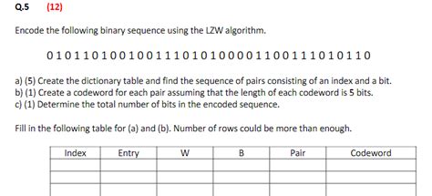 Q5 12 Encode The Following Binary Sequence Using