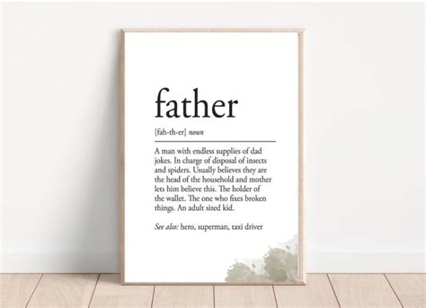 Father Definition Printable Digital Download Funny Dad Wall Art