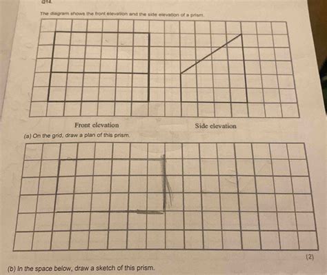 Solved Q14 The Diagram Shows The Front Elevation And The Side