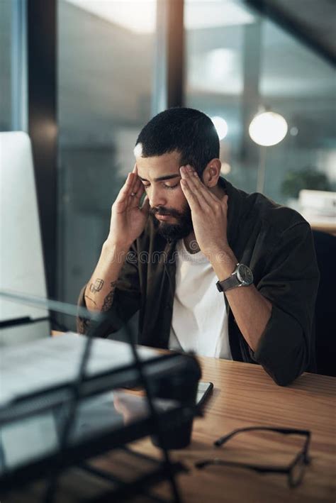 Business Man Headache And Stress With Burnout Mental Health Problem