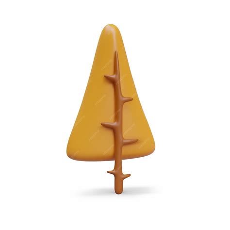 Premium Vector Triangular Tree With Orange Leaves Side View On Realistic Tree In Cartoon Style