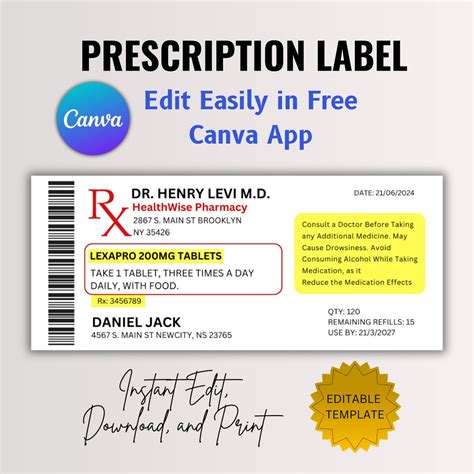 Free Printable Blank Prescription Label Free Printables