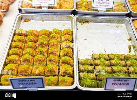 Vienna Austria October 14 2022 Candy Shop With Pistachio Baklava