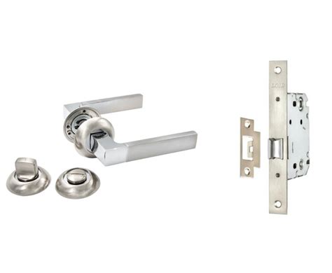 Ручки дверные межкомнатные на розетке Loid 220 Sn Cp замок M 2055 B Sn завертка круглая Sn