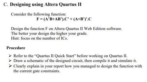 Solved C Designing Using Altera Quartus II Consider The Chegg Com