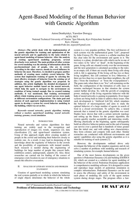 Pdf Agent Based Modeling Of The Human Behavior With Genetic Algorithm