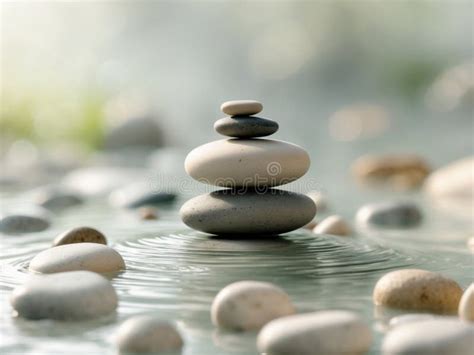 Stack Pebbles Balanced Top Each Other Middle Stream Harmony Of Health