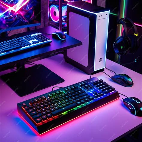 Highquality Rgb Gaming Setup Keyboard Mouse And Monitor In 16k