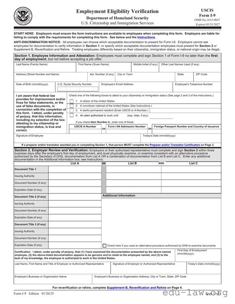 Fill In Your Uscis I 9 Template Online Edulaw