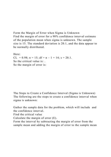 Module Interval EstimatorsMaster For Business Statistics Docx