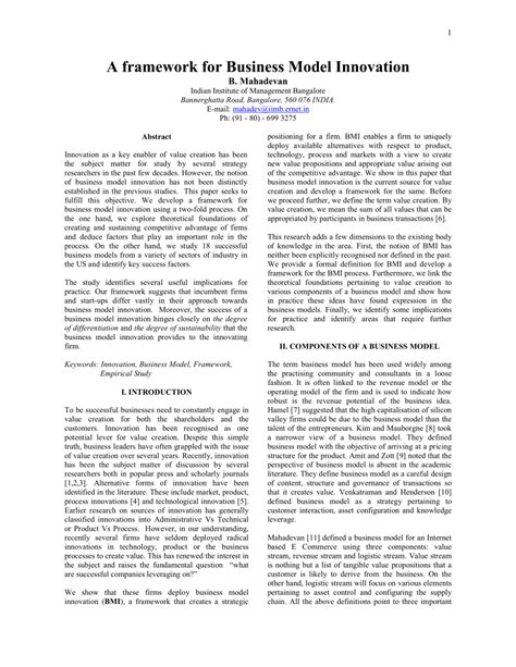 PDF A Framework For Business Model Innovation