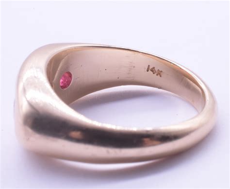 C1940 14k Ruby Sapphire And Diamond Flush Mount Three Stone Ring For