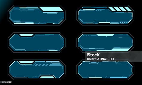 블루 옥타곤 프레임 세트 기술 미래 인터페이스 Hud 벡터 디자인 누름 버튼에 대한 스톡 벡터 아트 및 기타 이미지 누름 버튼 헤드업 디스플레이 그래픽 사용자