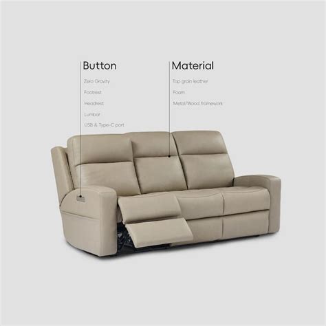 86 W Genuine Leather Triple Power Reclining Sofa With Power Headrest