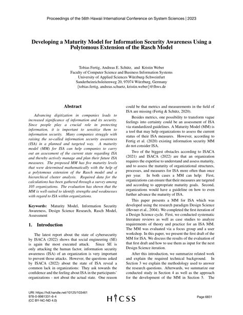 Pdf Developing A Maturity Model For Information Security Awareness