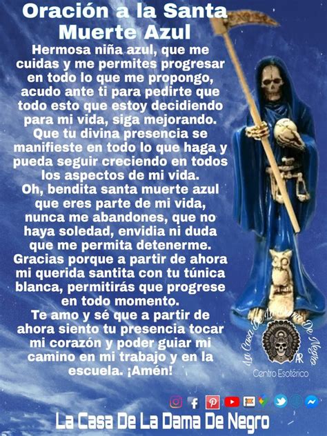 Oración A La Santa Muerte Azul Oraciones A Los Santos Santa Muerte