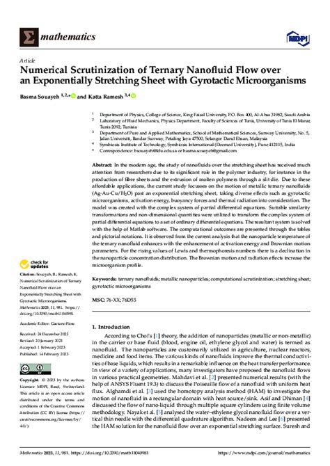 Pdf Numerical Scrutinization Of Ternary Nanofluid Flow Over An