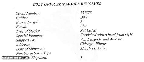 Rare Colt Officers Model 1929 With Factory 5 Barrel Archive Letter