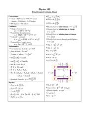 Midterm Formula Sheet Phys Fall Physics Midterm Formula Sheet Conversions