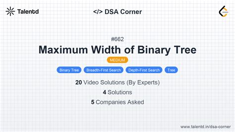 Maximum Width Of Binary Tree Dsa Problem Talentd