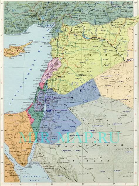 Карта Ближнего Востока Политическая карта Ближнего Востока на русском языке A0 Карта