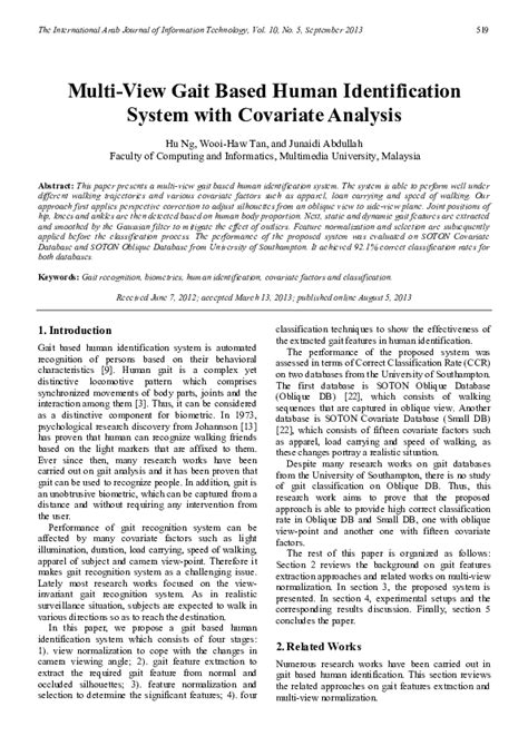 Pdf Multi View Gait Based Human Identification Hu Ng