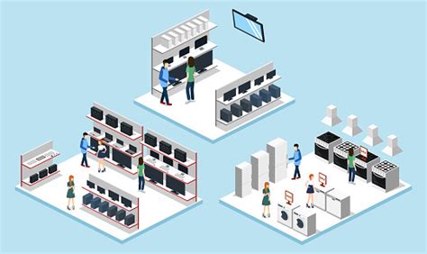 아이소메트릭 3d 벡터 일러스트 레이 션 컴퓨터 상점 및 철물점 개념에 대한 스톡 벡터 아트 및 기타 이미지 개념 개념과 주제 고객 Istock