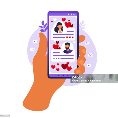 소셜 네트워크 채팅 데이트 응용 프로그램 온라인 데이트 앱 사용자를 위한 벡터 일러스트레이션입니다 소셜 네트워크에서 플랫 일러스트 남자와 여자 지인 벡터 그림이 평평합니다