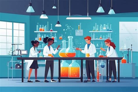 Premium Photo Polymerization Experiments Flat Vector Illustration Of