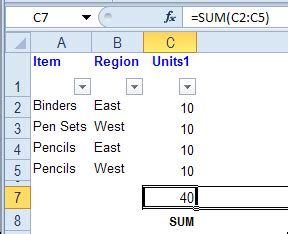Excel Function Friday Sum Filtered List With SUBTOTAL Contextures Blog