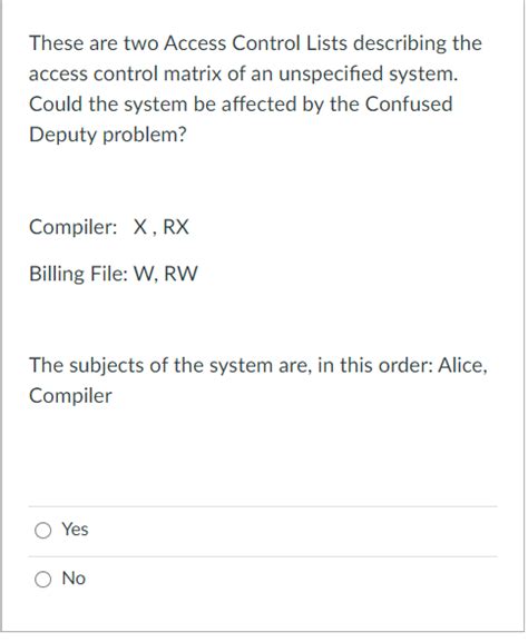Solved These Are Two Access Control Lists Describing The Chegg Com