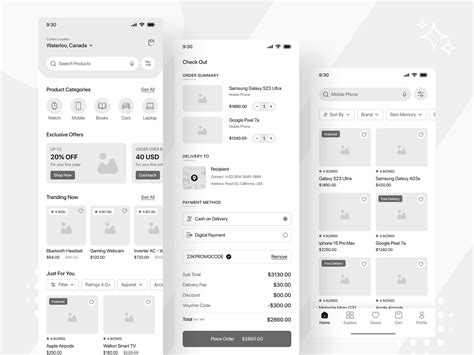 E Commerce Mobile App Wireframe By Sohidur Rahman For Remind Creative On Dribbble