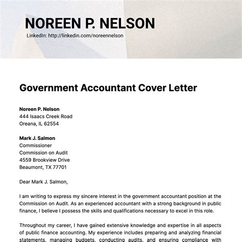 Government Accountant Cover Letter Template Edit Online And Download