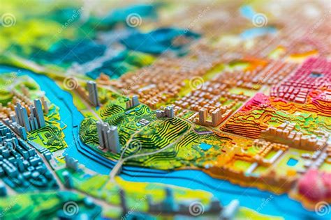 Map Of Elevation Of A City Urban Area With Roads And Junctions For Gis