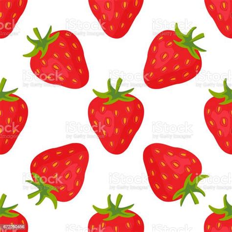 평면 스타일 원활한 패턴 음식 여름 디자인 벡터 일러스트 레이 션에 신선한 딸기 과일 만화 건강한 생활방식에 대한 스톡 벡터 아트 및 기타 이미지 건강한 생활방식